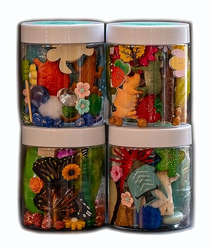 OPEN ENDED TOYS: Play Dough Kit, Sensory Kit, Eco Dough, Sensory Play, On The Go Kid Activity, Kid Party Favors, Creativity for Kids (Ocean Play Dough Jar)