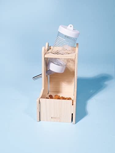 QWINEE Hamster Waterer Food Feeder Hanging Water Bottle Stand Without Water Bottle Auto Dispenser Base for Hamster Rat Gerbil Mouse Guinea Pig Beige One Size