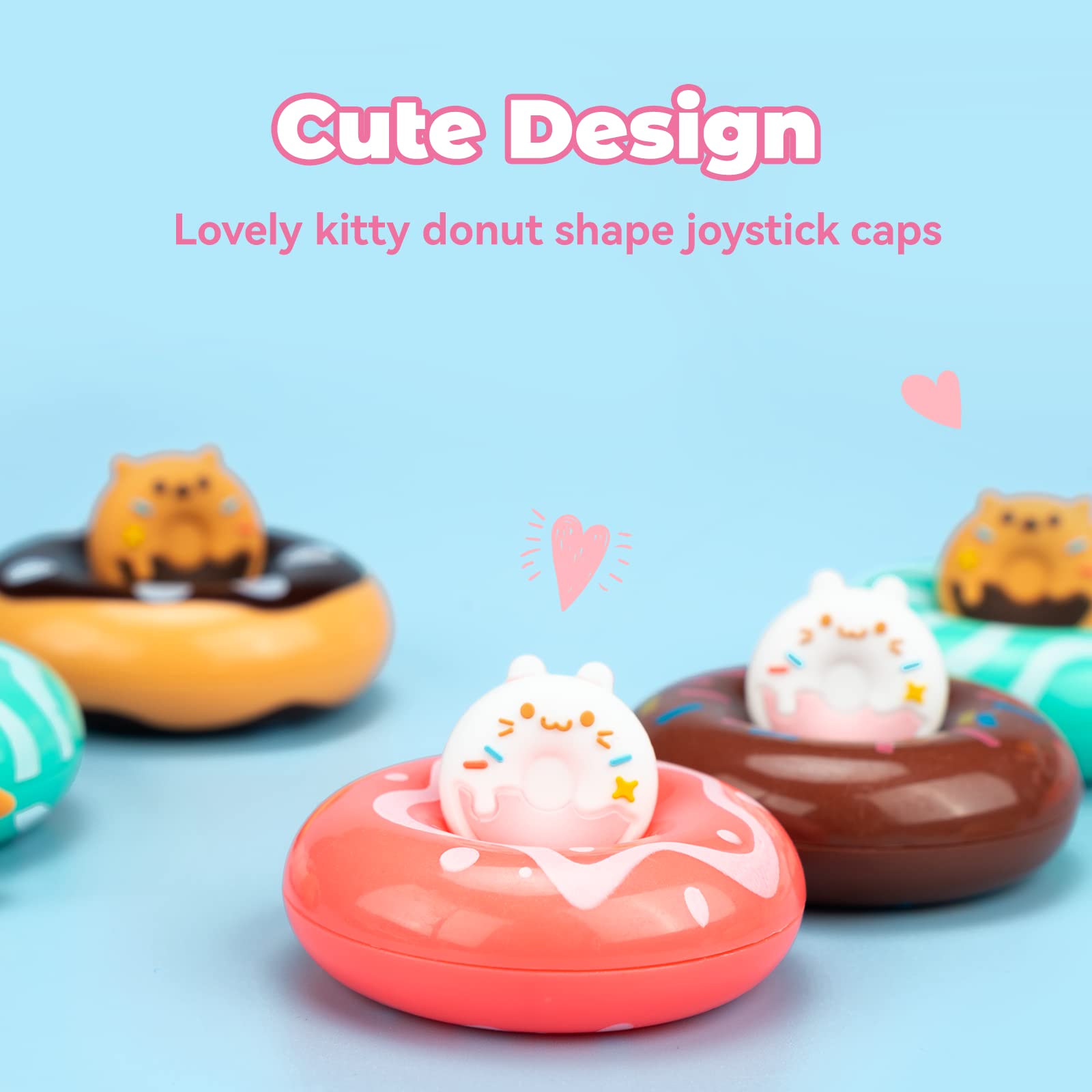 GeekShare Cute Silicone Joycon Thumb Grip Caps, Joystick Cover Compatible with Nintendo Switch/OLED/Switch Lite,4PCS - Donut