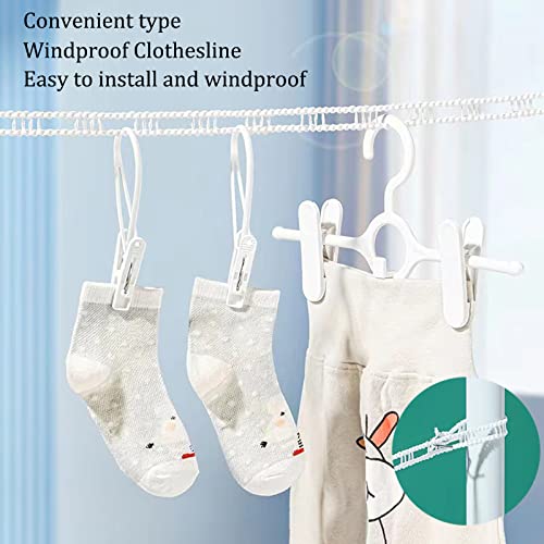 Windproof Clothesline,Travel Clothesline, Camping Clothesline, Durable Travel Clothes Line Rope, Portable Clothes Drying Line, Suitable for Outdoor and Indoor(White)