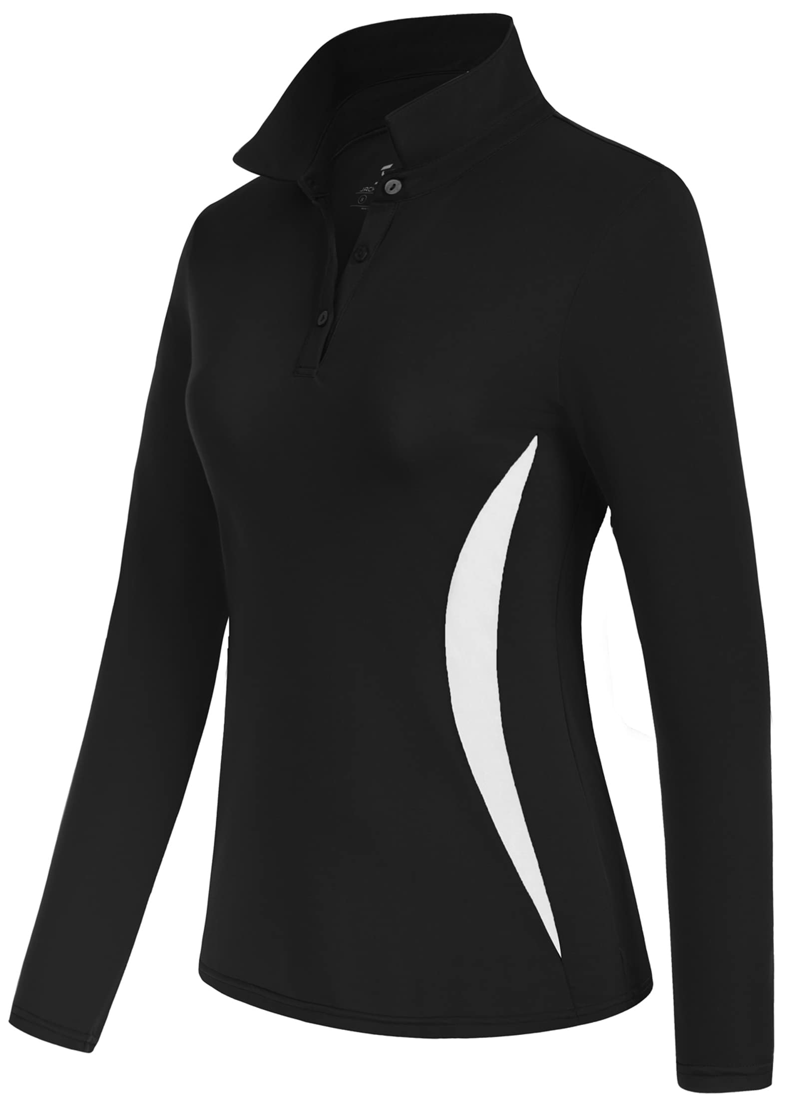 JACK SMITH Golf Shirts for Womens Lightweight Color Block UPF 50+ Athletic Tennis Polo Shirts(XL, Black)