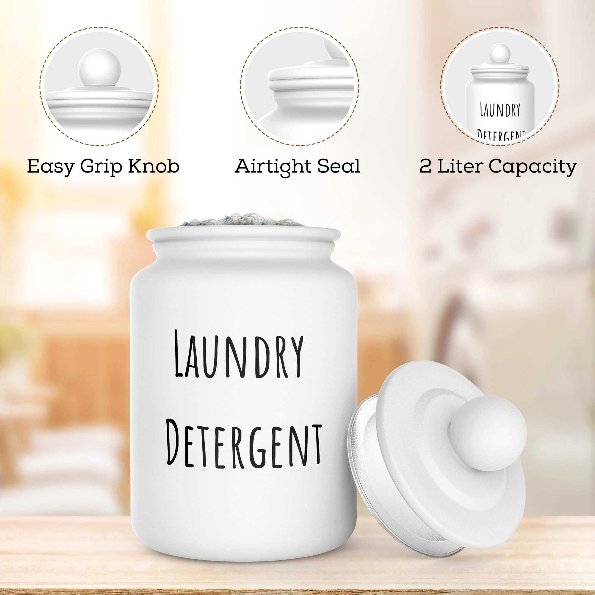 Glass Jar For Laundry Detergent, Powder Container Dispenser, Laundry Room Organization, Pods Storage Jar With Lid, Farmhouse Room Decor, Elegant and Convenient Storage Solution (black)
