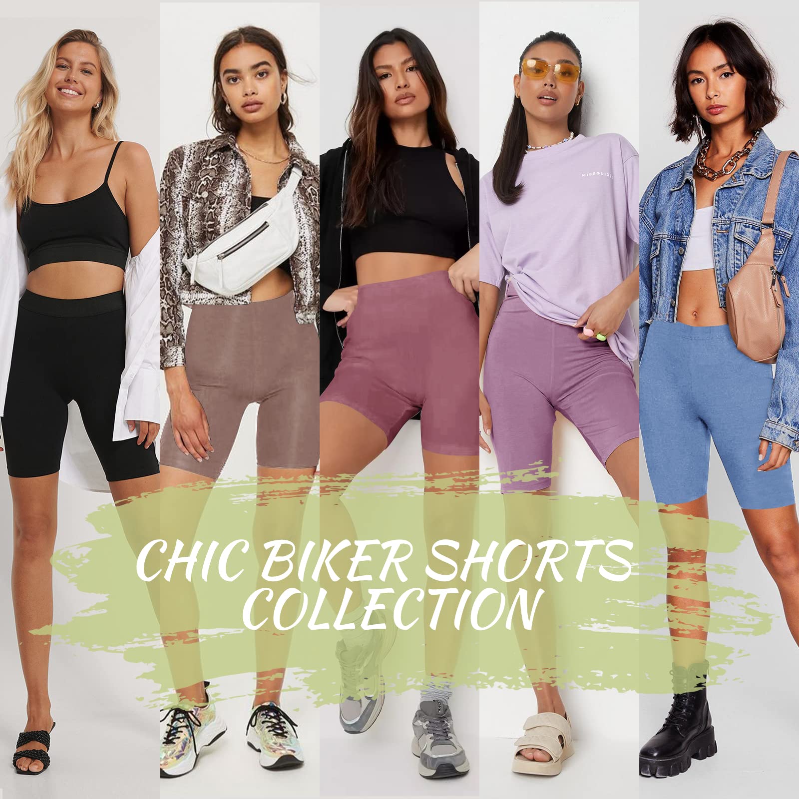 iceROSE 7 Pack Biker Shorts for Women, 8" High Waisted Soft Workout Shorts Black Yoga Athletic Shorts