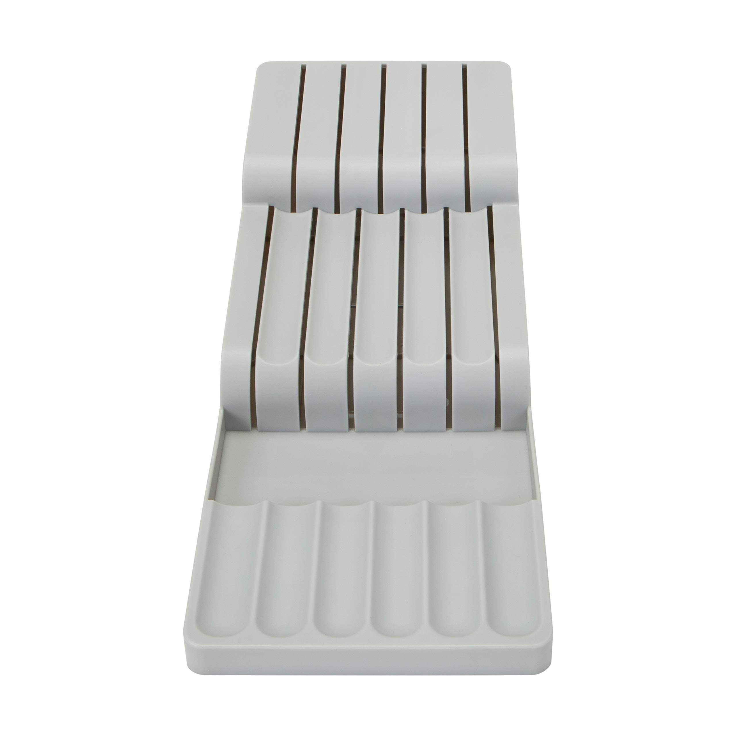 Kitchen Details 2 Tier Knife Drawer Organizer | Holds 11 Knives | Utensil Holder | Knife Block | Storage & Organization | Space Saver | Grey
