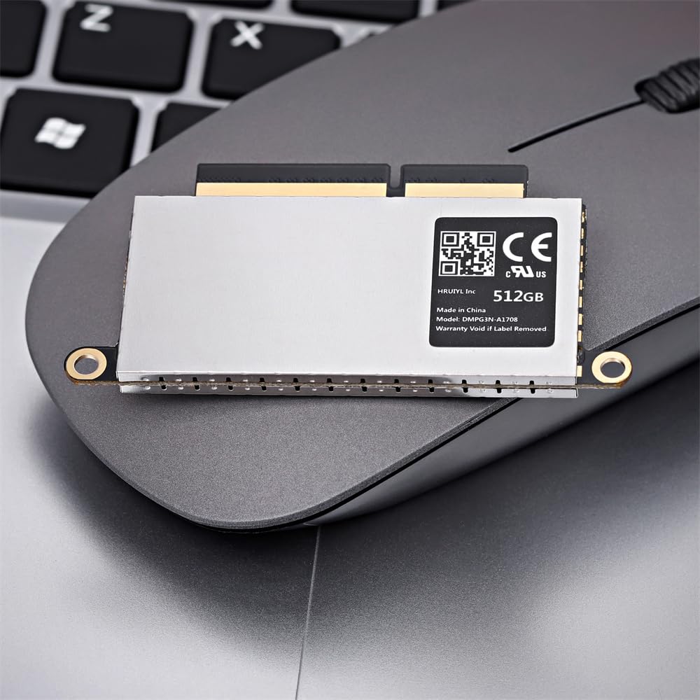 HRUIYL 512GB NVMe PCle SSD 3D TLC Flash Hard Drive with Tools for Upgrade 2016 2017 13" MacBook PRO A1708(EMC 2978/3164 Non-Touch Bar Models(Late 2016-Mid 2017 Year) (512GB)