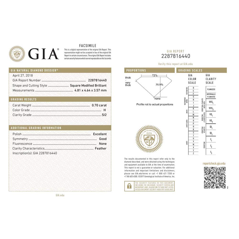 Glitz Design Past Present Future Three Stone Princess Cut Diamond Engagement Ring 1.80 carat total weight 18K White Gold (G,SI) (RS 7)