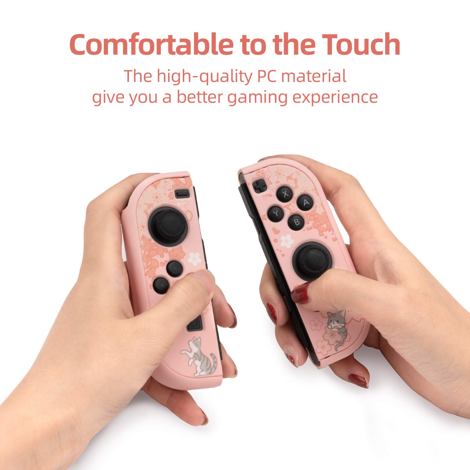 GeekShare Protective Case Slim Cover Case Compatible with Nintendo Switch and Joy Con - Shock-Absorption and Anti-Scratch - Sakura cat