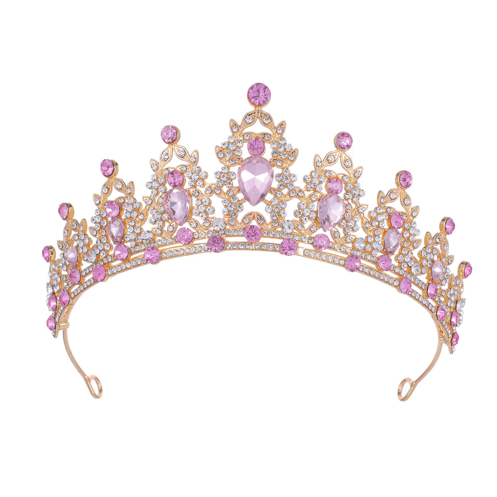 Kamirola -Pink Wedding Crystal Tiaras and Crowns for Women, Royal Queen Headband Princess Quinceanera headbands for women Prom Valentine's Day,Birthday Pageant Party(01)