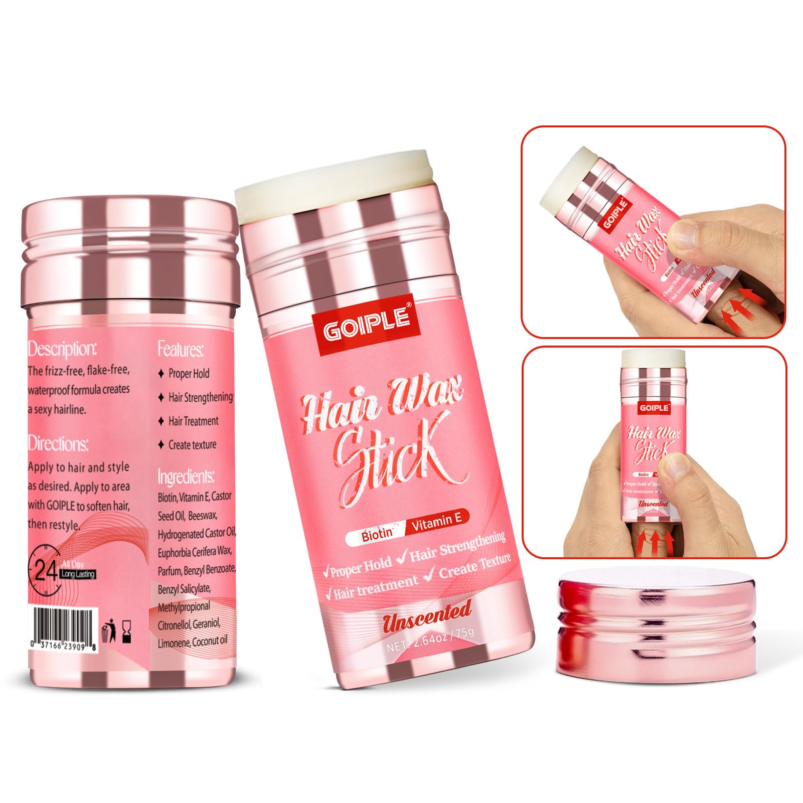 Long-Lasting Wax Stick for Wig Styling - Smoothing & Slick Stick for Wigs, Frizz Control Gel with Edge Bands