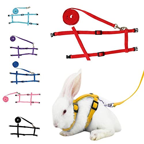 Rabbit Leash, Soft Harness Belt, All Body Adjustable Bunny Leads, Rabbit Harness Leash, Small Pet Traction Leads for Running(Pink)
