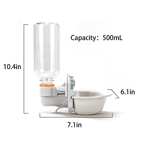Rabbit Water Bottle,17oz Hanging Water Fountain Automatic Dispenser Water Feeder Bowl Detachable No Leak for Bunny Chinchilla Guinea Pig Hedgehog Hamsters Ferret Small Animal