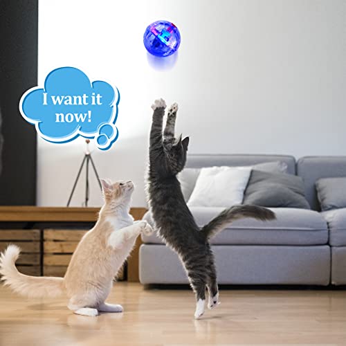 Sratte 6 Pieces Ghost Hunting Cat Ball Activated Cat Toy LED Light Motion Cat Dog Interactive Toys Pet Glowing Mini Running Exercise Ball Toys for Animals Activity