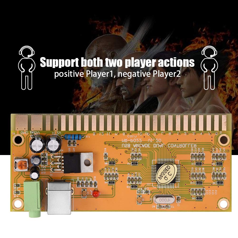 KOSDFOGE Double Players Arcade JAMMA to PC USB PS/3 Game Accessories Controller Board Compatible with WindowsXP Win7 Win8 Win10 & Other Pc Fighting Games