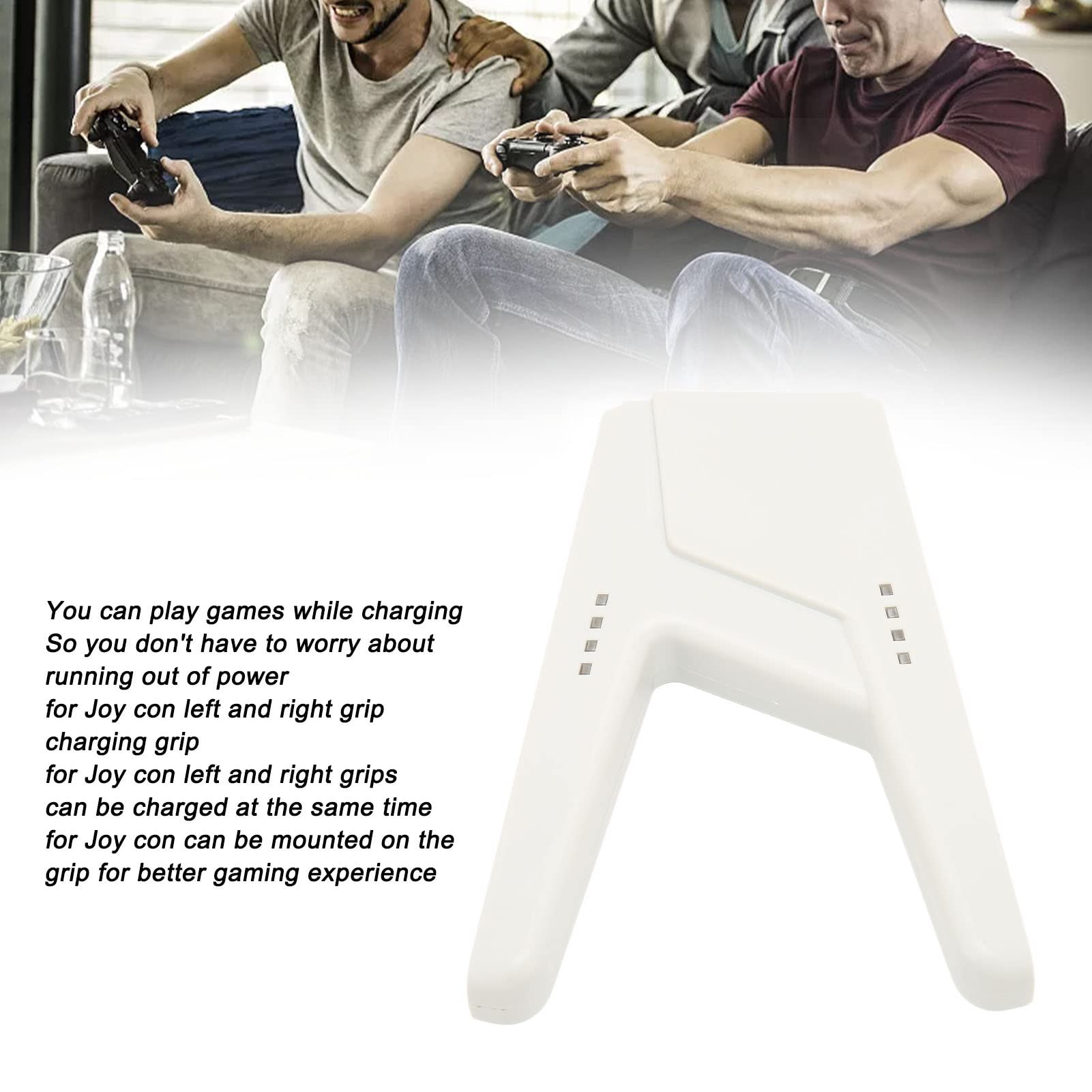 KOSDFOGE for Joy Con Grip Bracket, Portable Gaming Comfort Grip Handle Bracket for Joy Con Accessories,V-Shaped Charger Holder for Joy Con (White)