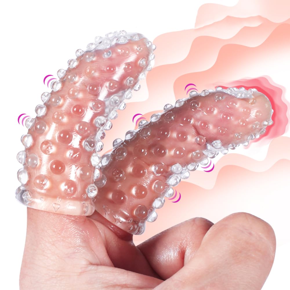 Finger Sleeves, G-Spot Clitoral Stimulator Finger Sleeve Soft Silicone Sex Toy Stimulation for Women Vaginal Anal Sex for Couples, Transparent