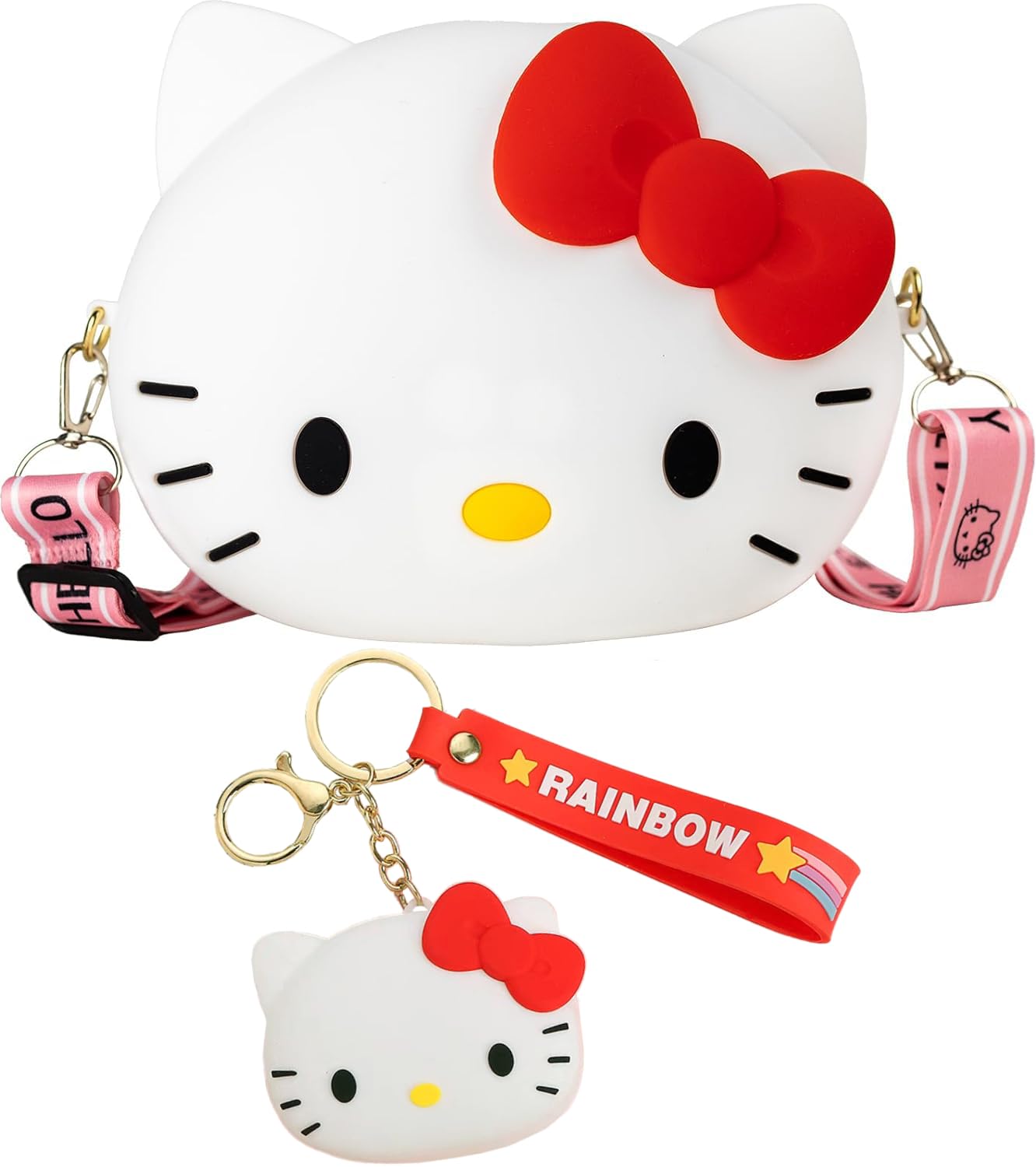 Kawaii Purse & Accessories Set, Pen and Keychain Gifts, White