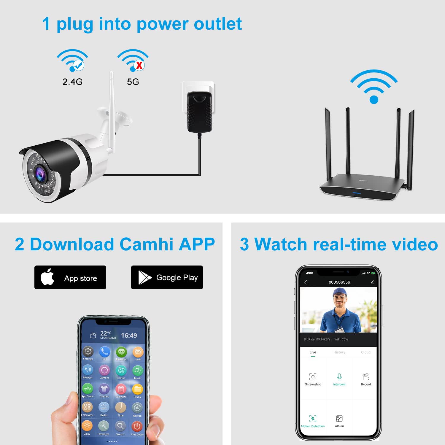Outdoor Security Camera, 1080P Camera Surveillance with IR Night Vision Waterproof Wireless Security Camera, Two-Way Audio, Motion Detection, Smartphone Compatible
