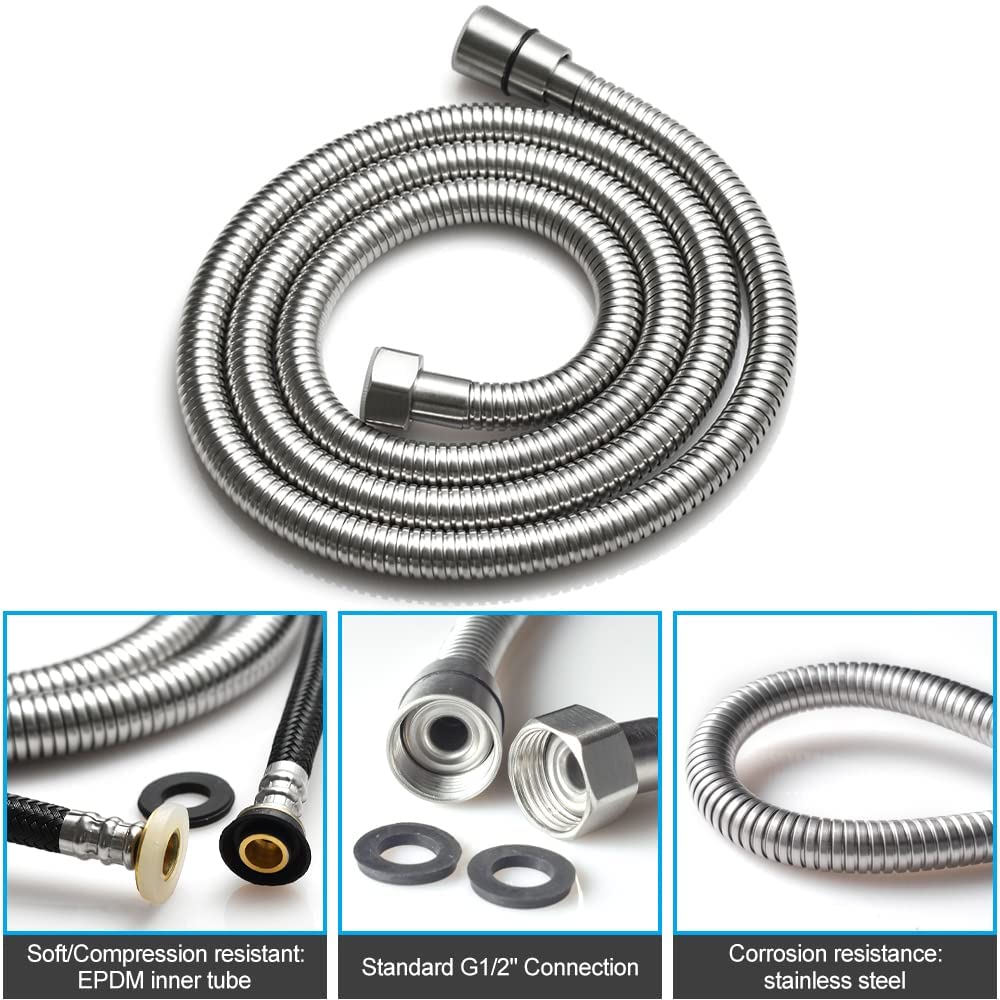 KATAIS Brushed Nickel 2 In 1 Hand Held Shower Head High Flow Handheld Shower Head Set High Pressure Shower Head Sprayer Hand Shower Wand with 59 Inch Hose, Bracket