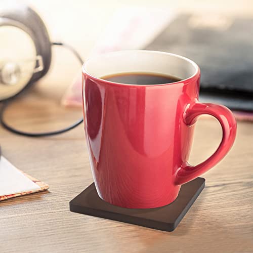SIJDIEE 4 Inch Wood Drink Coasters, 12 Pack Square Bulk Wooden Coasters with Non-Slip Silicon Dot Stickers for Bar Kitchen Home Dinner Table Decor