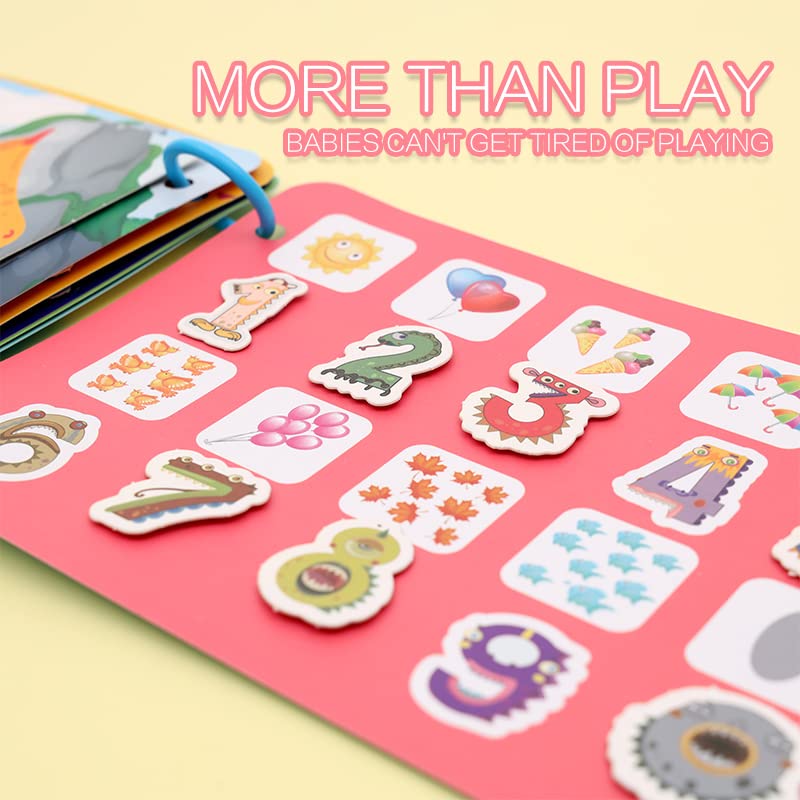 Homthia Quiet Book for Toddlers 3+, Montessori Interactive Toys Busy Book for Kids Develop Learning Skills (Tiny Style - Way of Thinking)