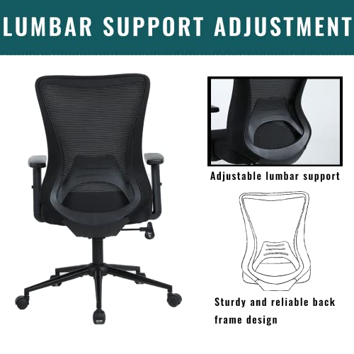 ralex-chair Office Chair Ergonomic Desk Chair Comfort Height with Wheels,Lumbar Support Mesh Swivel Computer Home Office Study Task Chair(5017) (Black)