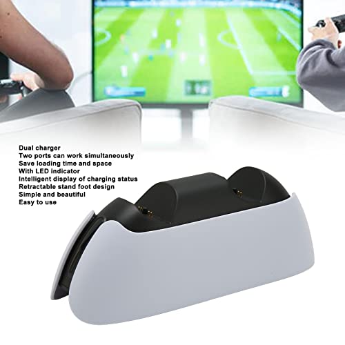 Game Controller Charger, Efficient Retractable Stand Foot 5.1V 1A Game Charging Station Dual Charger with LED Indicator for Charging