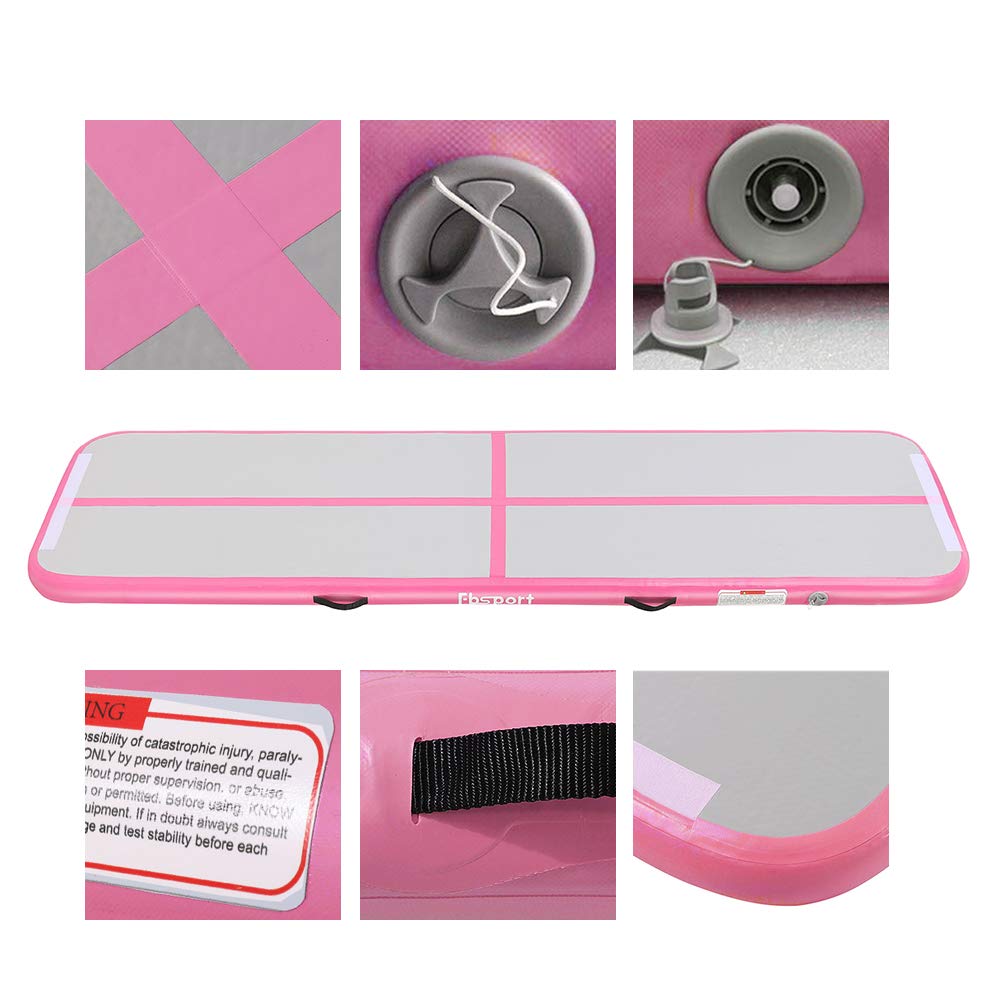 FBSPORT Inflatable Air Gymnastics Mat Training Mats 4/8 inches Thickness Gymnastics Tracks for Home Use/Training/Cheerleading/Yoga/Water with Pump
