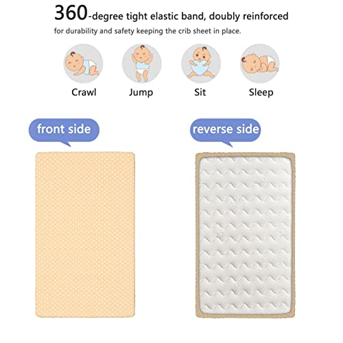Polka Dot Themed Fitted Crib Sheet,Standard Crib Mattress Fitted Sheet Soft Toddler Mattress Sheet Fitted-Baby Crib Sheets for Girl or Boy,28β x52β,Champagne White