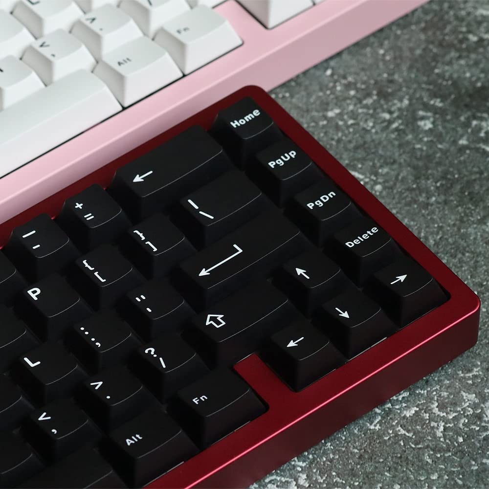 Gliging Doubleshot Keycaps 60 Percent, Minimalist Style Black 125 Keys Keycaps Set, Cherry Profile Custom Keycap for 60/61/65/75/87% Cherry MX Mechanical Gaming Keyboard
