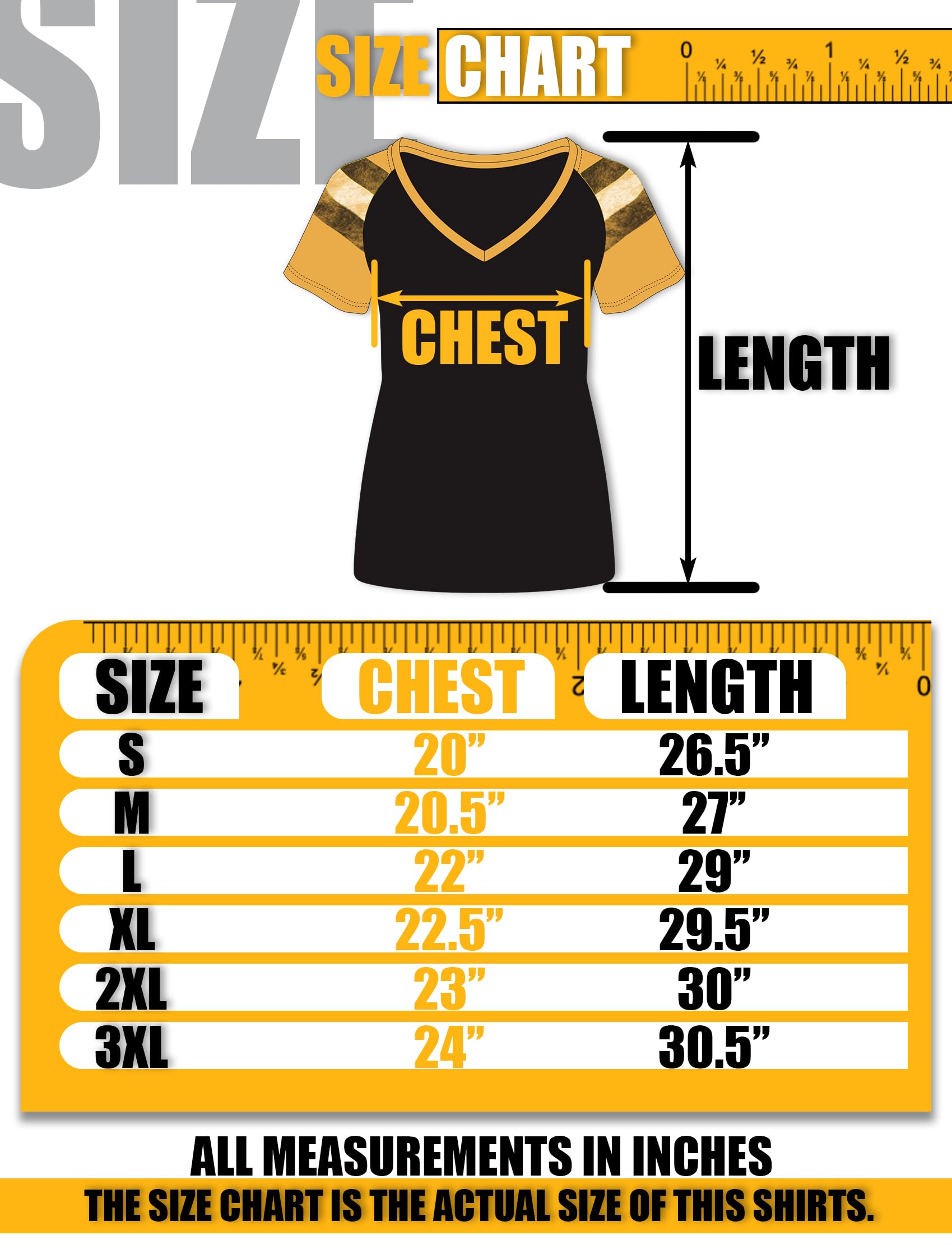 Geneisteck Womens Football Fans V Neck City Raglan T-Shirts - Black & Yellow Large