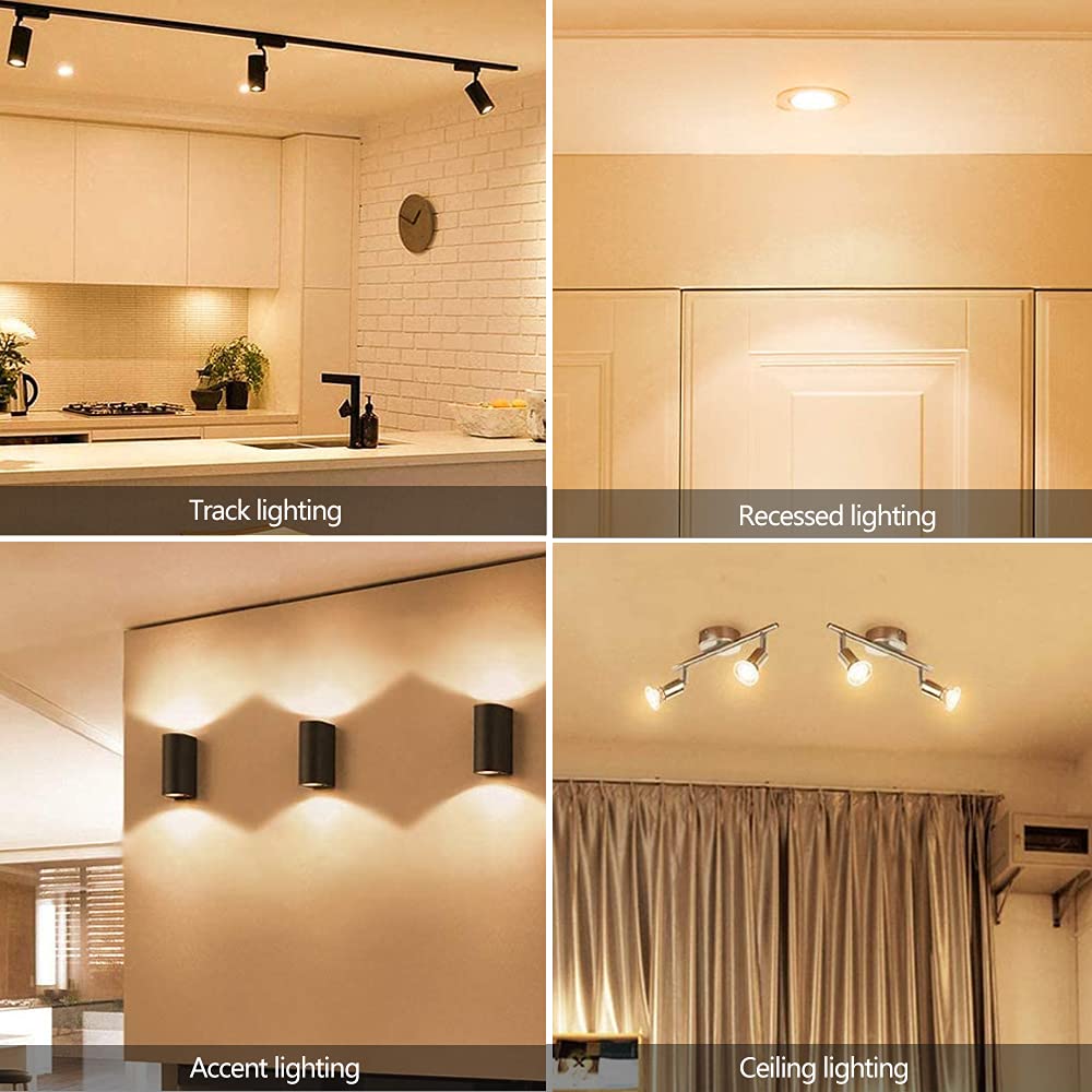 GU10 Halogen Bulb 120v 50w Halogen Light Bulbs, 2800k Warm White gu10 Dimmable for Track Light Bulbs Glass Cover for Range Hood Light Bulbs Pack of 6