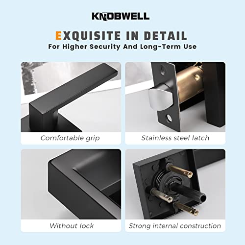 KNOBWELL Matte Black Heavy Duty Interior Door Handle Closet Door Handles, Classic Passage Door Lever Hall and Closet Door Handle, Left or Right Handing Levers 2.07 lb One Lever