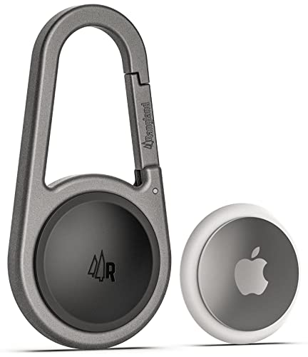 RANGLAND Carabiner AirTag Holder with Keychain - Ultra Durable Shockproof/Waterproof Case with Spring-Loaded Clip (Designed for Apple AirTag) (Aluminum)