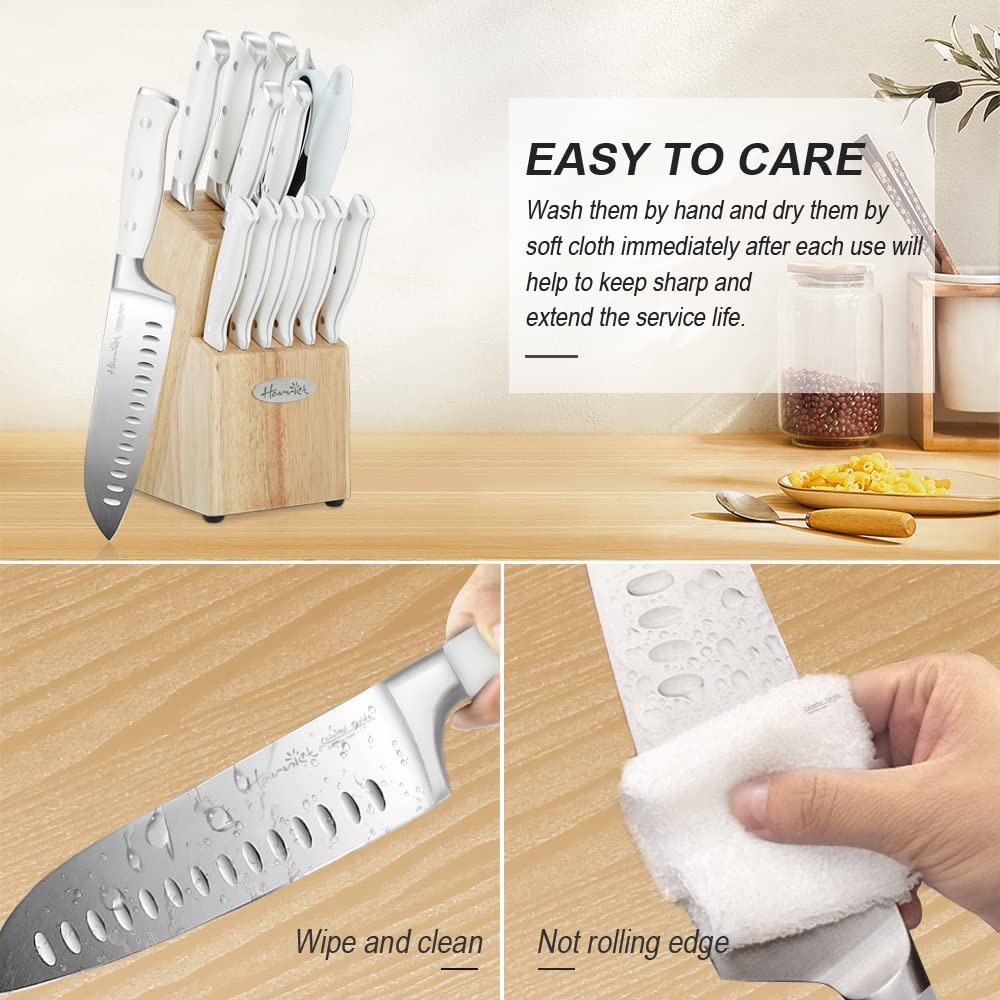 Kitchen Knives Set, Harriet 14-Piece Knife Block Set with Multifunctional Kitchen Shear and Sharpening Steel, High-Carbon Stainless Steel Chef Knife Set, Classic Forged Triple Rivet