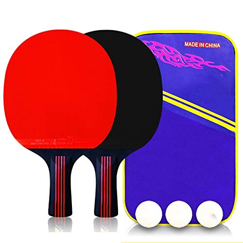 Hewen-Ping Pong Set Pingpong Racket Table Tennis Racket Pingpong Paddle Ping Pong Bat Ping-Pong Paddle Tennis Training Set with 2 Rackets, 3 Balls Table Tennis Bat (Size : Short)