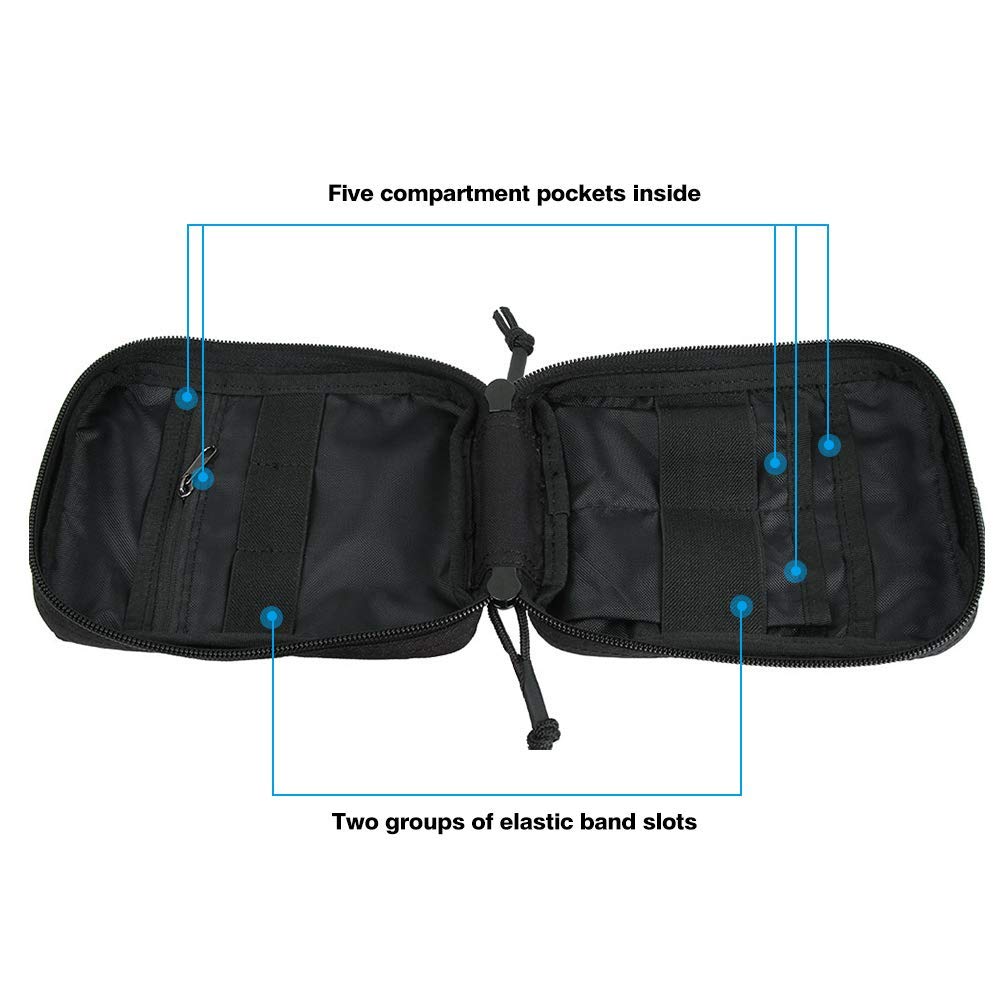 EXCELLENT ELITE SPANKER Molle Admin Pouch Military Utility Tool Pouch EDC Molle Pouchs Gadget Waist Bags (Black)