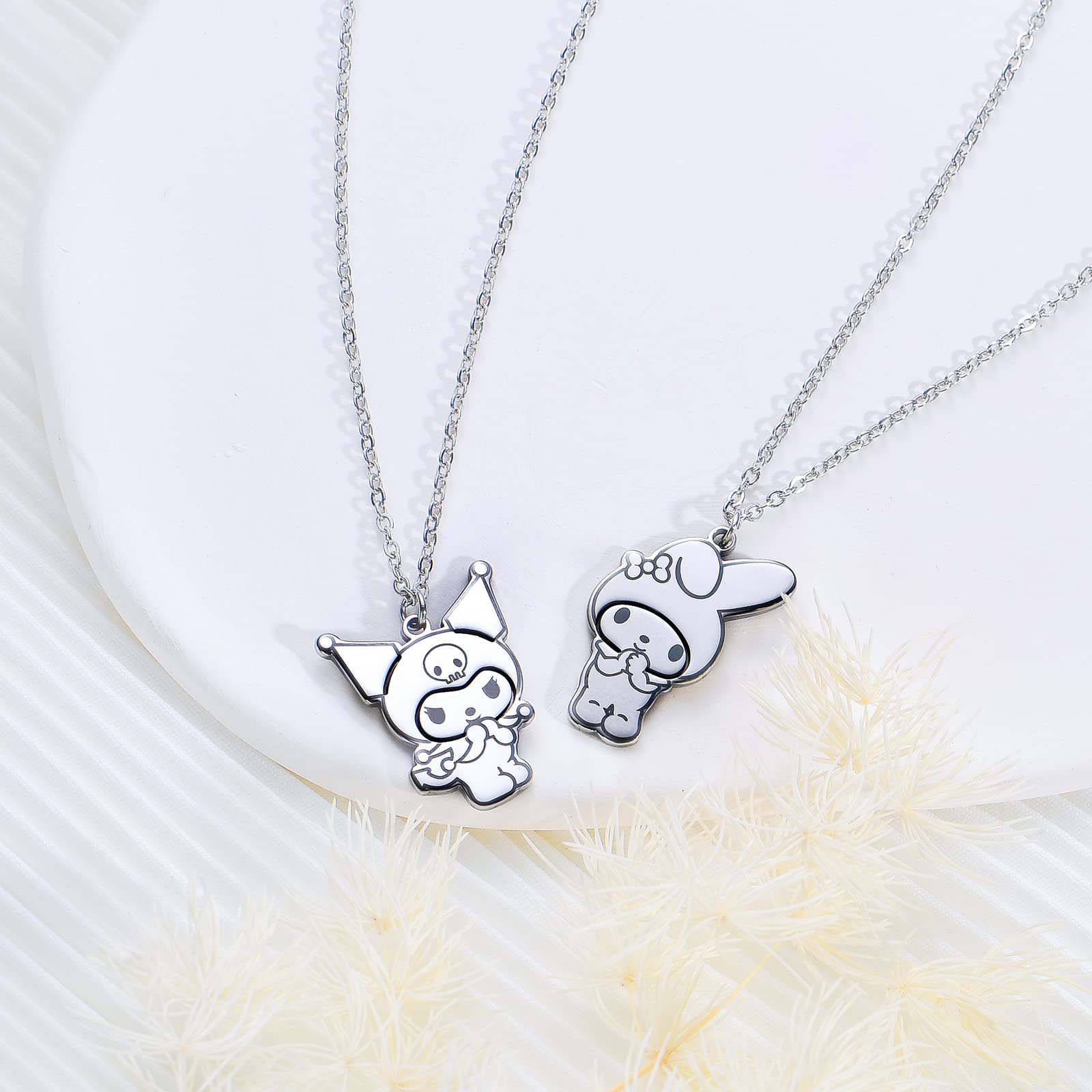 IDesign Kawaii BFF Couples Necklace Y2k Mutual Attraction Relationship Matching Friendship His Hers Best Friend Gift Stainless Steel