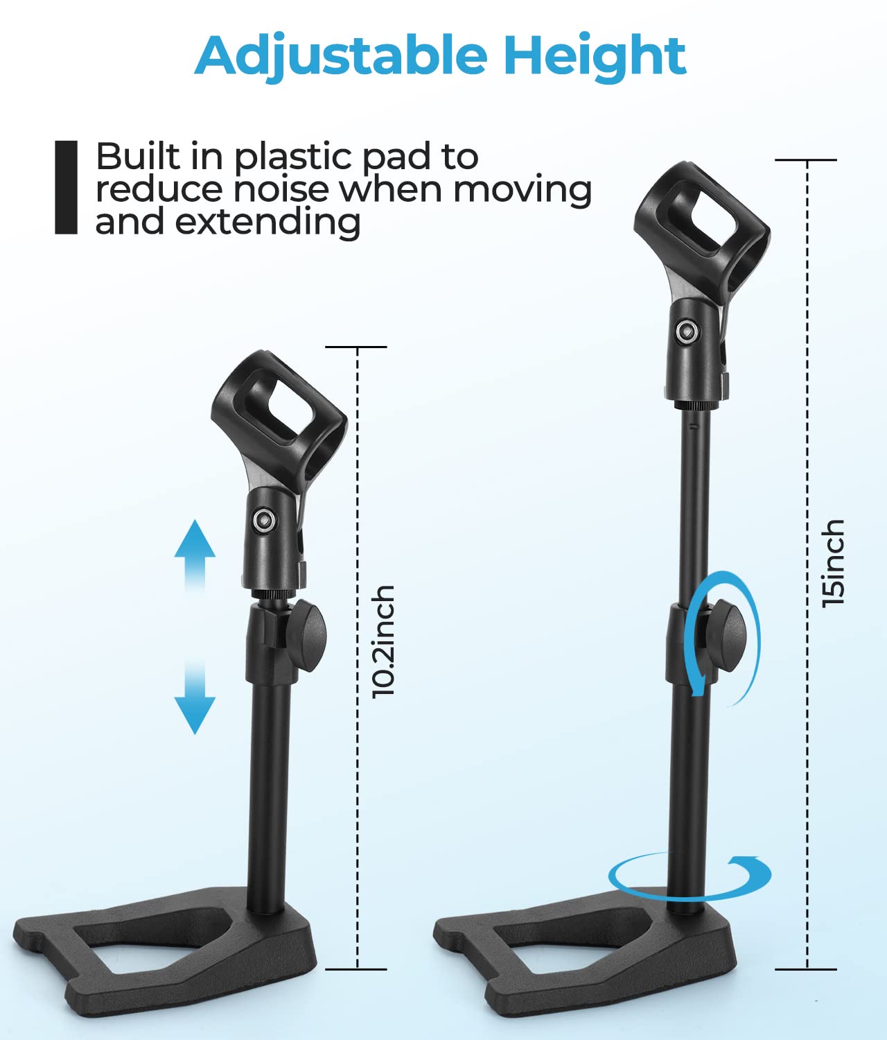 Hapcooky Mic Stand Desk with Weighted Base, Adjustable Height Table Microphone Stand with Shock Mount & 3/8" to 5/8" Adapter and Mic Clip for Blue Yeti, AT2020, Shure SM58, Condencer Microphone