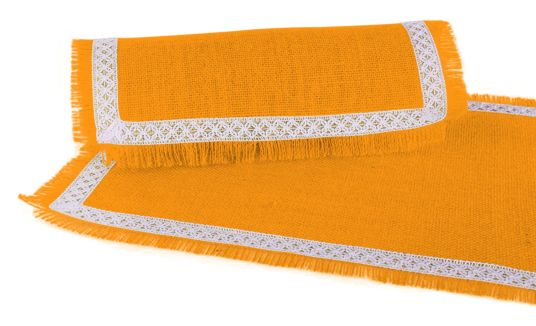 eloria Orange Jute Placemat Square Placemats Heat-Resistant Stain Resistant Table Mats for Dining Tables Rustic Table Mats Table Decor for Weddings Parties, Holidays, Set of 6