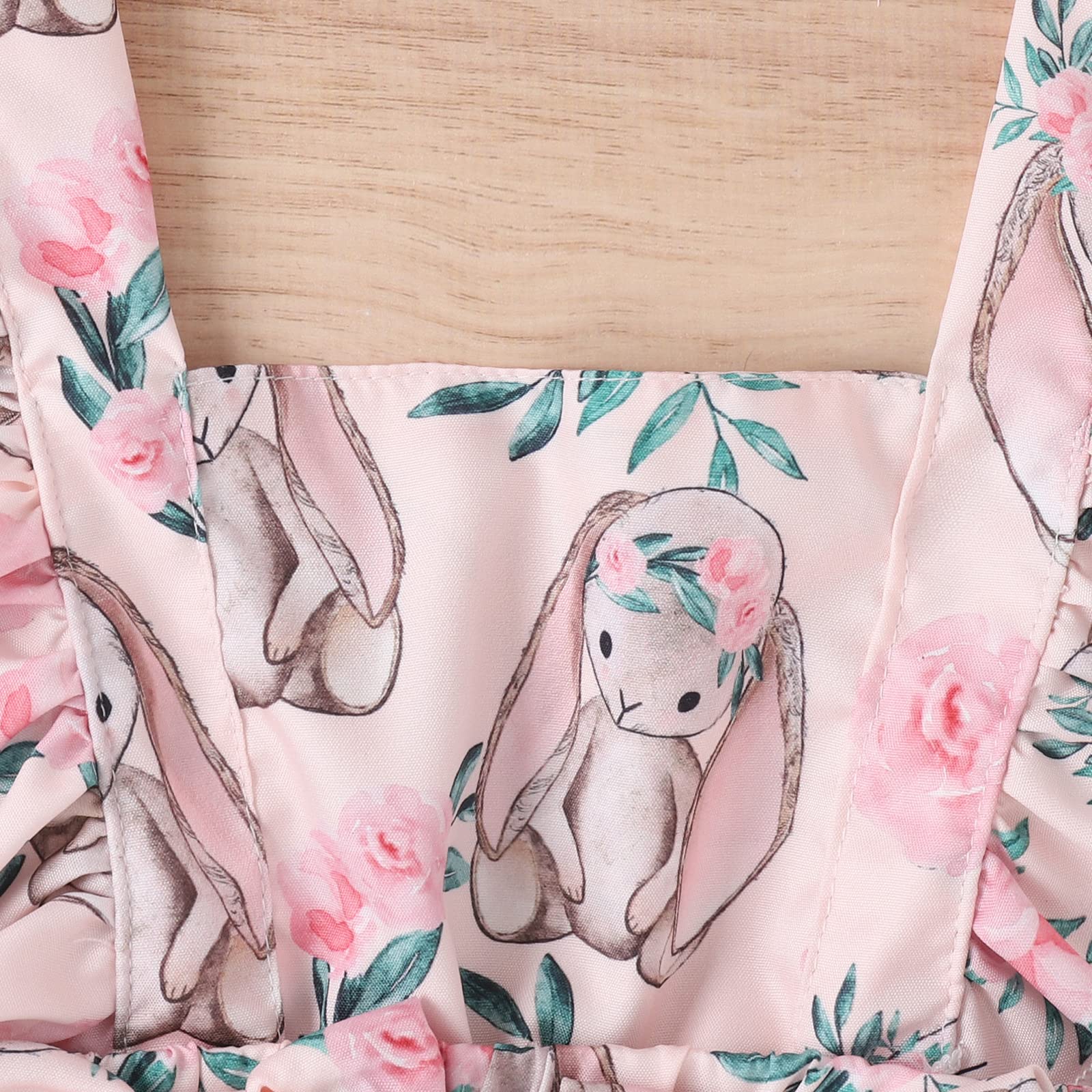 Newborn Baby Girls Easter Outfits Bunny Romper Ruffled Sleeve Bodysuit One-Piece Jumpsuit Shorts Summer Clothes (Pink, 0-3 Months)
