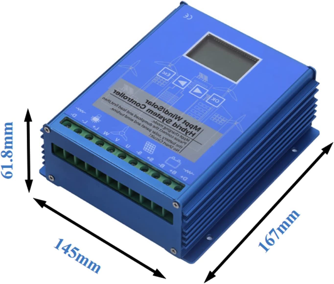 LiuSj JUnSt 10000W Wind Solar Hybrid System MPPT Charge Controller,12V/24V/48V with Dump Load Wind Turbine Generator Solar Panel Auto Regulator,48v