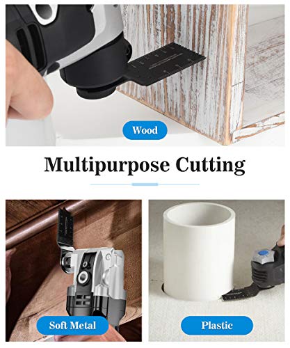 Housolution Metal/Wood Oscillating Tool Saw Blades, [50 PCS] Metal Universal Multitool Blades Kit, 34mm Quick Release Saw Blades Compatible for Dremel Porter Cable Fein Worx Milwaukee Bosch