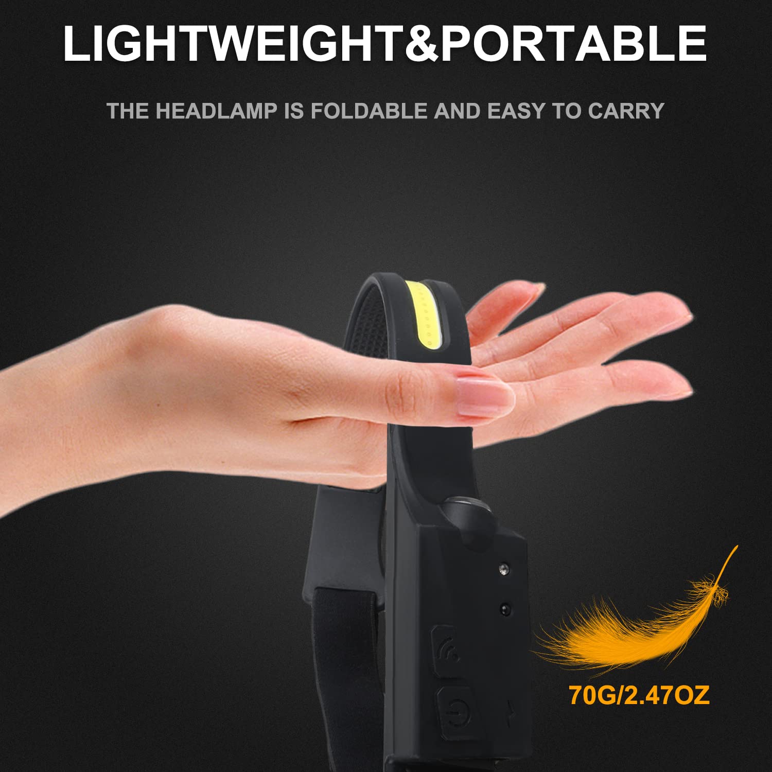 GoZebra Headlamp Rechargeable, Super Bright 230° Wide Beam LED Headlamp Motion Sensor Headlamp Flashlight, 2 COB Head Lamps Lightweight Waterproof Headlight for Running Camping Hiking (2 Pack)