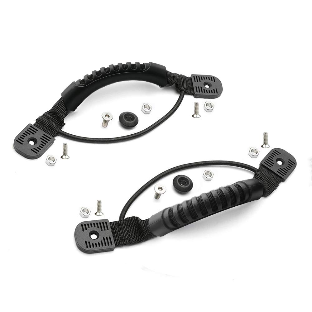 GEUNTECH 2Pcs Kayak Carry Handles with Hardware Kits for Kayak Canoe Boat Side Mount Carry Handles with Black Bungee (Contour Grip Handles)
