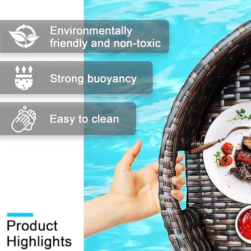 Floating Tray Floating Serving Tray Luxury Floating Tray Table & Bar, Swimming Pool Floating Plate for Sandbars, Spas, & Parties (Color : Brown)