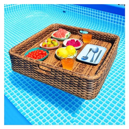 Floating Tray Floating Serving Tray Swimming Pool Floating Tray Table & Bar, Family Size Floating Refreshments Holding Tray for Snacks and Drinks (Color : 80x80x15cm)