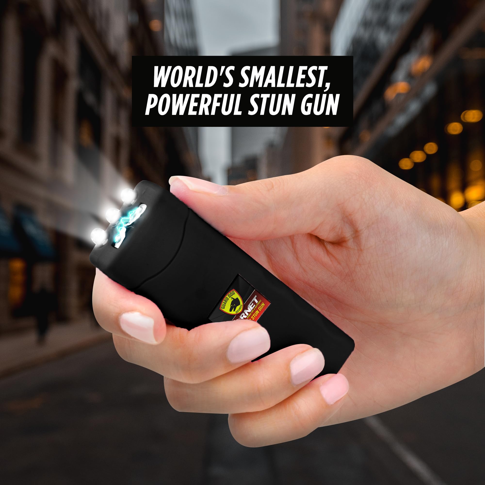 Guard Dog Hornet Micro Stun Gun Keychain - with LED Flashlight, Safety Switch, and Powerful Shock, Heavy Duty Keychain Stun Gun with Bright Flashlight, Built-in Charger, Women Self Defense - Blue