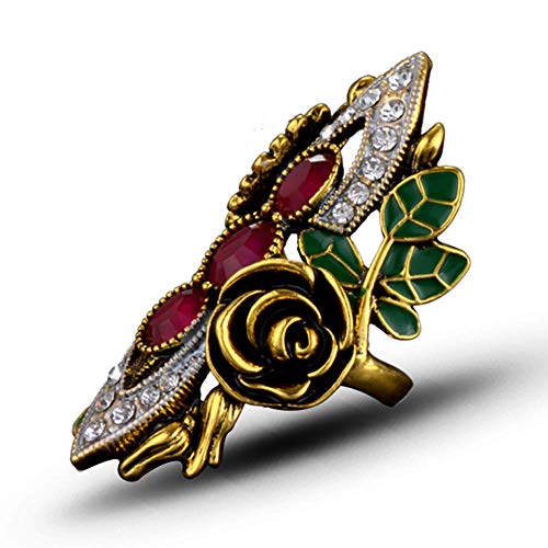 HSQYJ Retro Cocktail Statement Ring Antique Gold and Silver Tone Resin Stone Crystal Stacking Rings Cluster Statement Ring for Women
