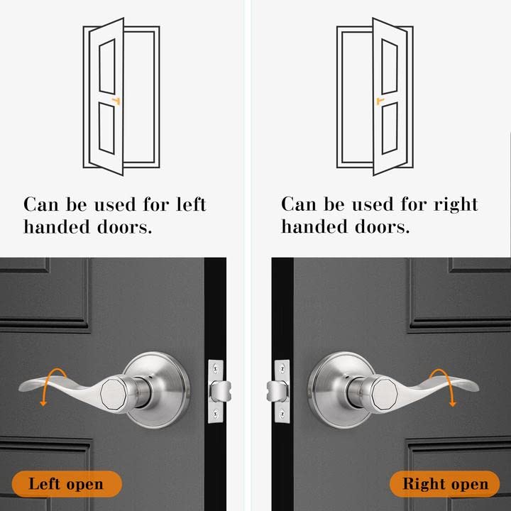 Probrico Passage Door Levers Satin Nickel Interior Door Handle for Hallway and Closet, Keyless Non-Locking Door Levers, 3 Pack
