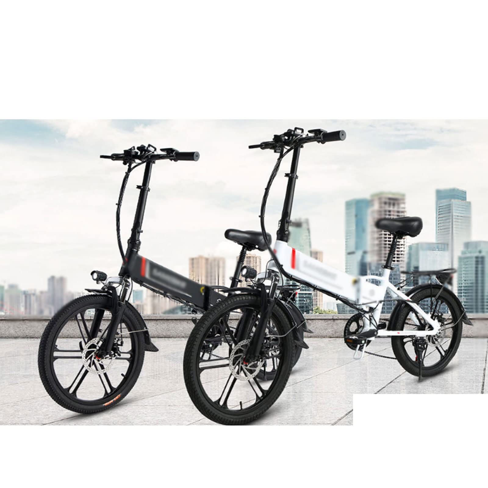 IEASEddzxc Electric Bikes 20 Inch Folding Electric Bicycle Lithium Battery Brake Variable Speed Folding Electric Bicycle (Color : Black)